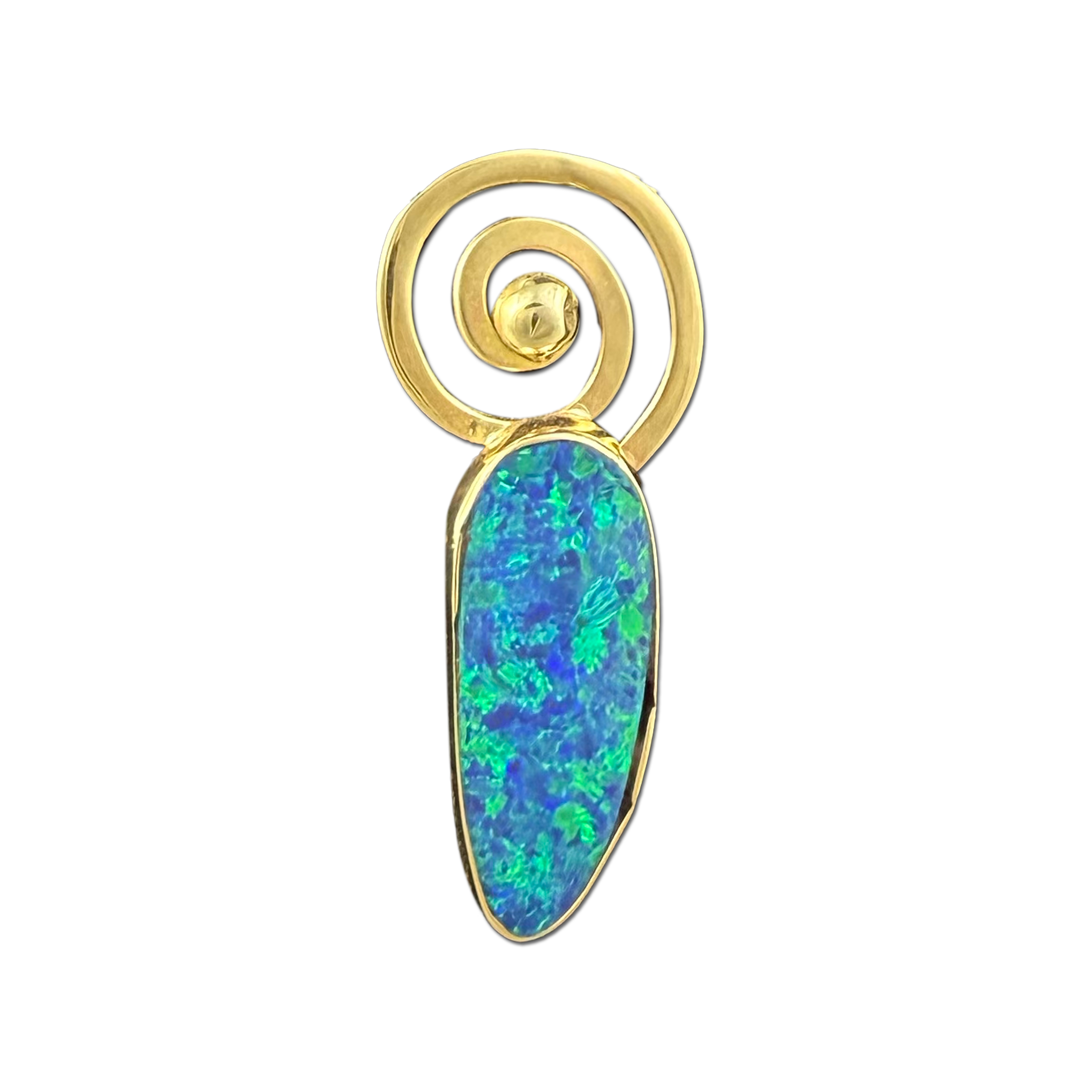 Opal Doublet Spiral Necklace in 14K Gold – Courtney Design