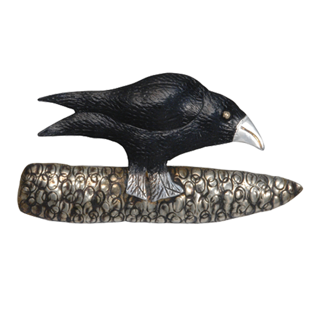 Large Crow on Corn Pin or Pendant in Sterling and Brass – Courtney Design